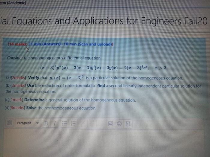 Solved tem (Academic) ial Equations and Applications for | Chegg.com