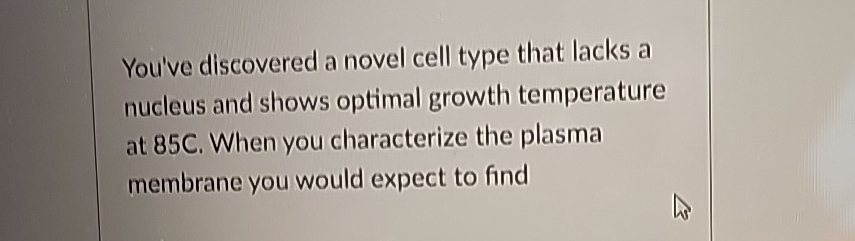 Solved You've discovered a novel cell type that lacks a | Chegg.com