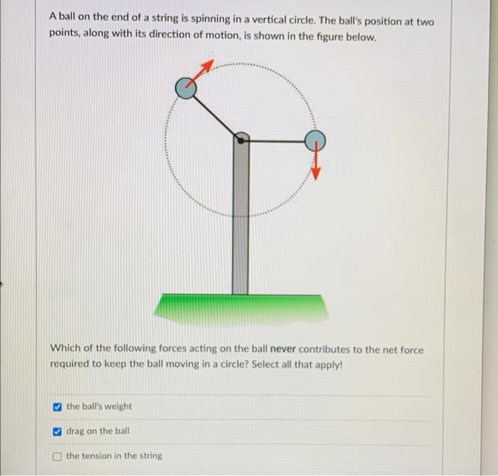 Solved A ball on the end of a string is spinning in a | Chegg.com