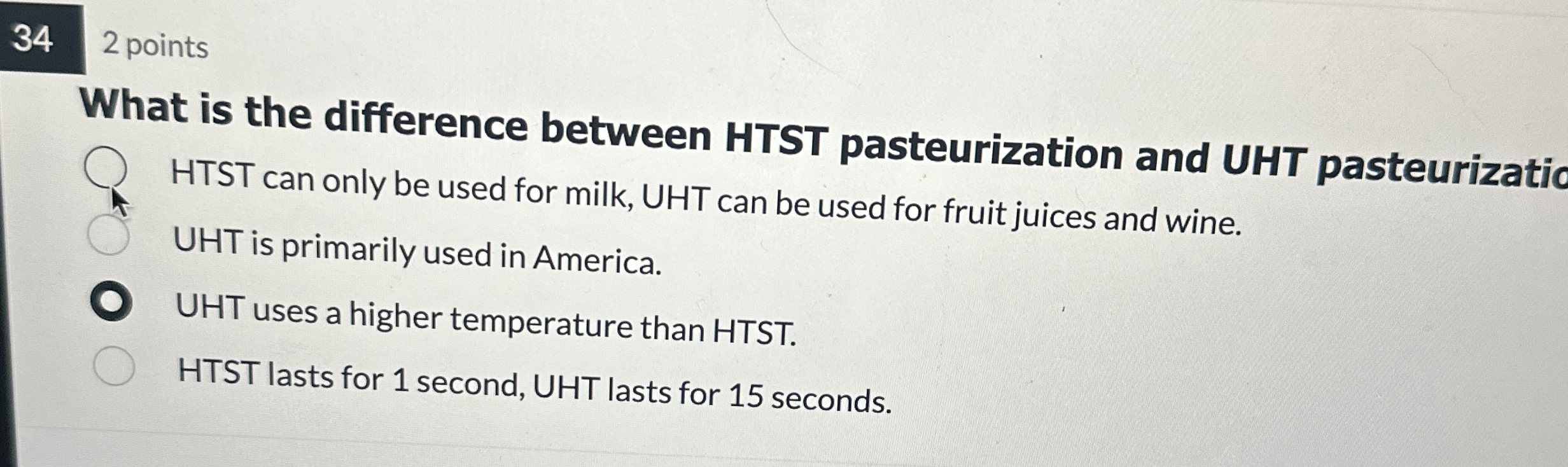 Solved What is the difference between HTST pasteurization | Chegg.com
