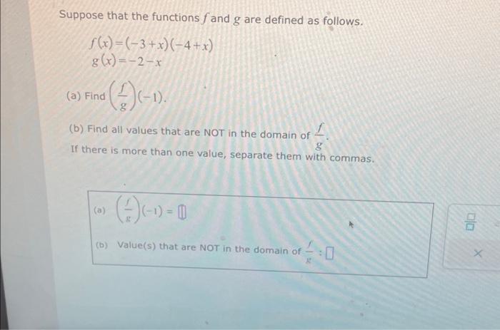 Solved Suppose that the functions fand g are defined as | Chegg.com