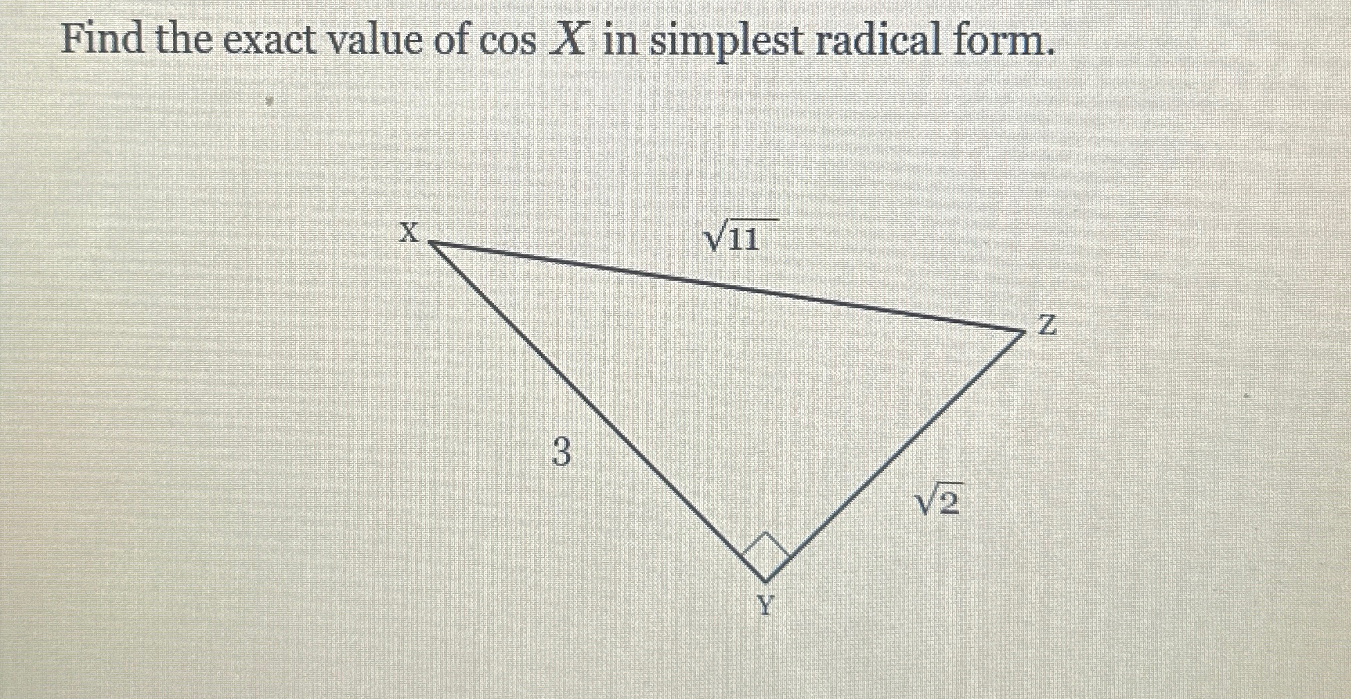 Solved Find the exact value of cosx ﻿in simplest radical | Chegg.com