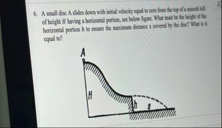 Solved A small disc A slides down with initial velocity | Chegg.com