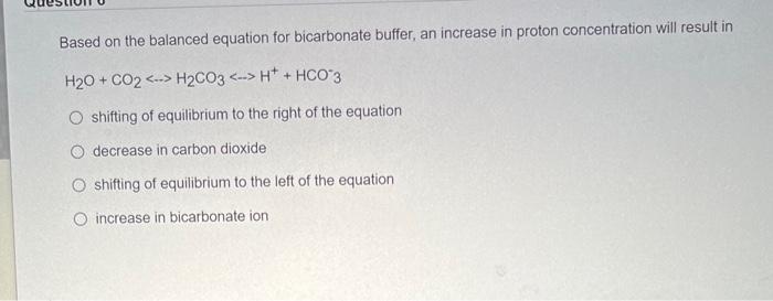 Solved Based on the balanced equation for bicarbonate | Chegg.com