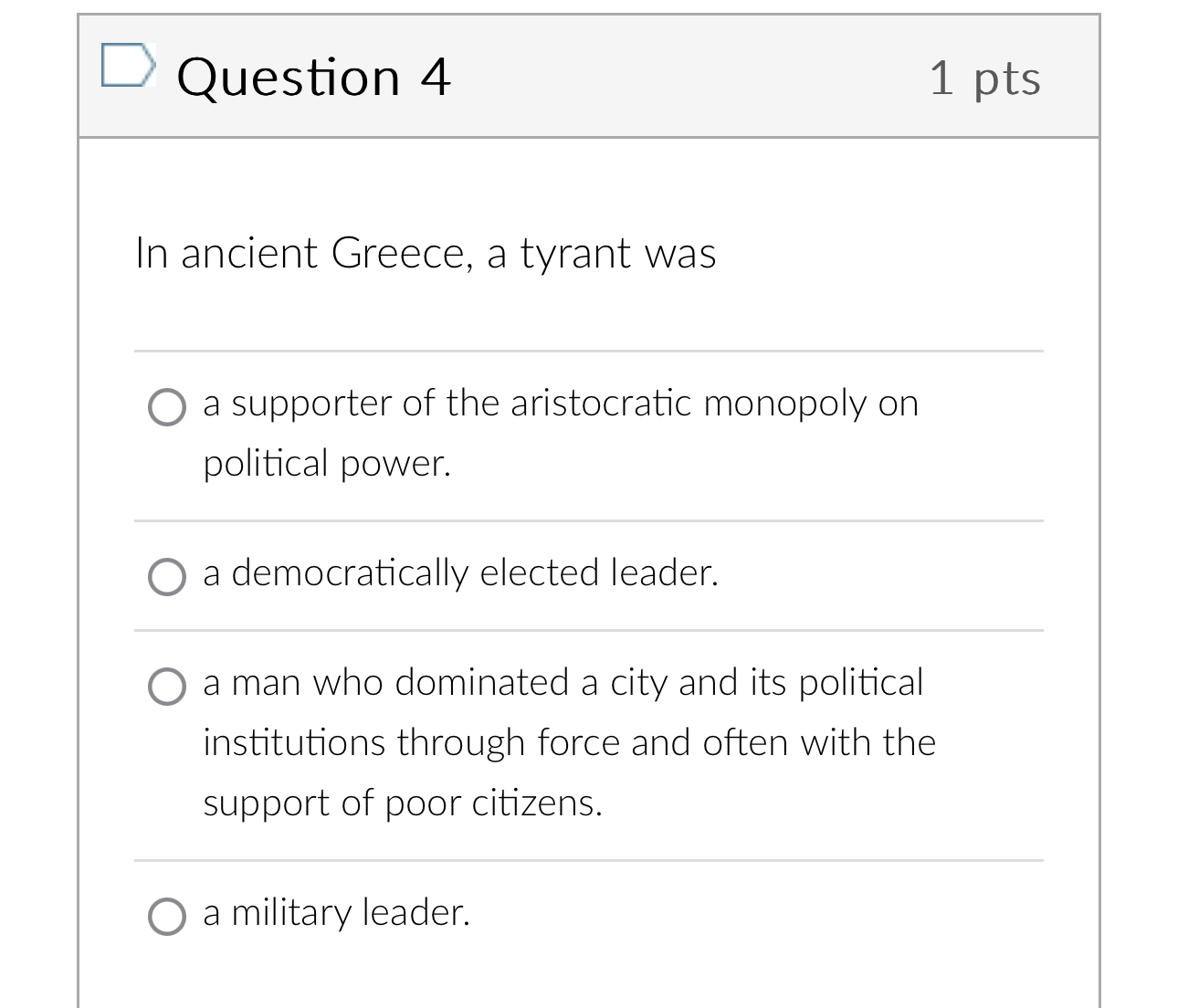 Solved Question 41 ﻿ptsIn ancient Greece, a tyrant wasa | Chegg.com