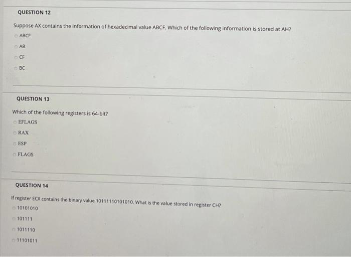 Solved Question 12 Suppose Ax Contains The Information Of