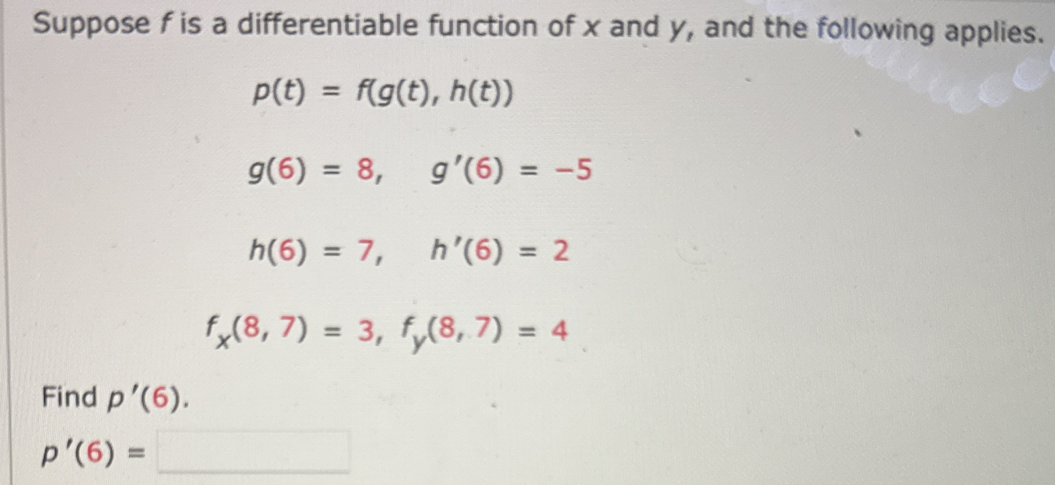 Solved Suppose f ﻿is a differentiable function of x ﻿and y, | Chegg.com