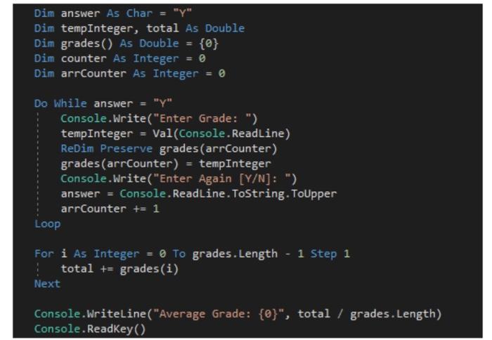 Solved Dim answer As Char = "Y" Dim tempInteger, total As | Chegg.com