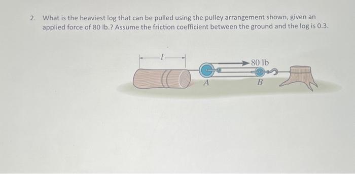 Solved 2. What is the heaviest log that can be pulled using | Chegg.com