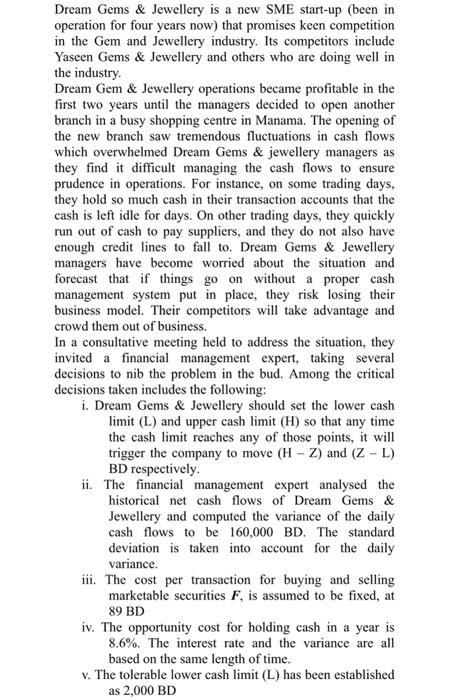 Solved Dream Gems \& Jewellery is a new SME start-up (been | Chegg.com