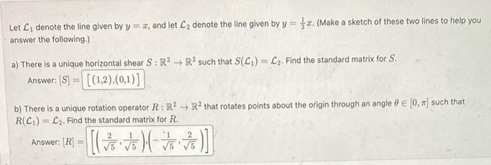 Solved Let L1 denote the line given by y=x, and let L2 | Chegg.com