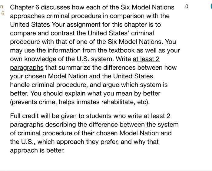 0 n 6 Chapter 6 discusses how each of the Six Model | Chegg.com