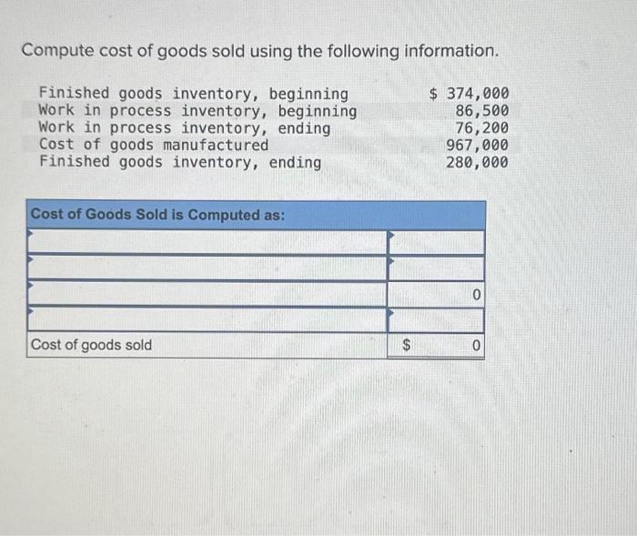 Solved Compute ending work in process inventory for a | Chegg.com