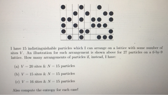 Solved I have 15 indistinguishable particles which I can | Chegg.com