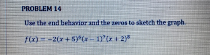 Solved PROBLEM 14 Use the end behavior and the zeros to | Chegg.com