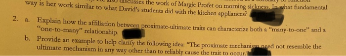 Solved It als uiscusses the work of Margie Profet on morning | Chegg.com