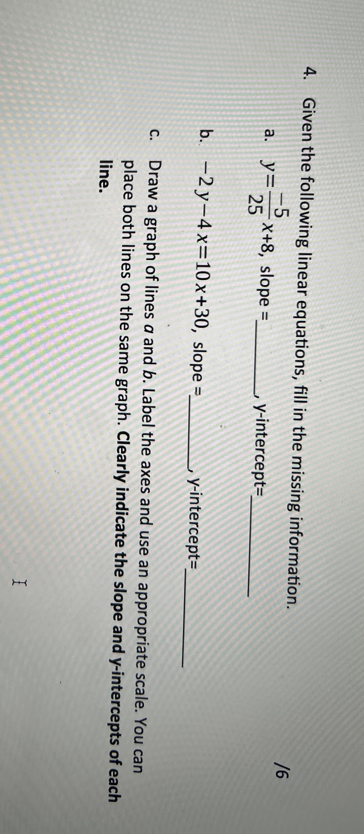 Solved Given the following linear equations, fill in the | Chegg.com
