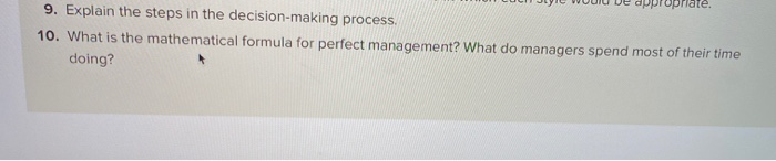 Solved opriate 9. Explain the steps in the decision-making | Chegg.com