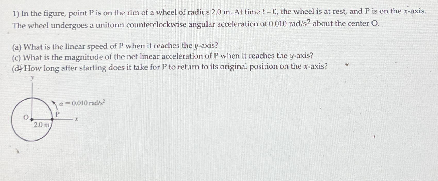 Solved In the figure, point P is on the rim of a wheel of | Chegg.com