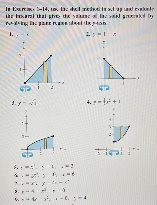 Solved In Exercises 1-14, use the shell method to set up and | Chegg.com