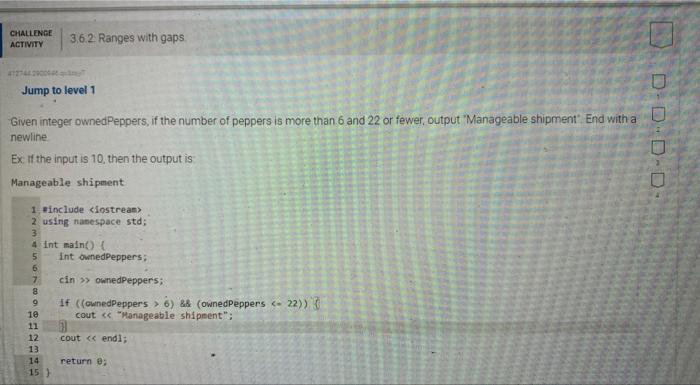 Solved Jump to level 1 Given integer ownedPeppers, if the | Chegg.com