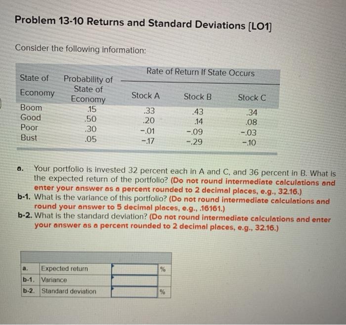 Solved Problem 13-10 Returns and Standard Deviations (LO1] | Chegg.com