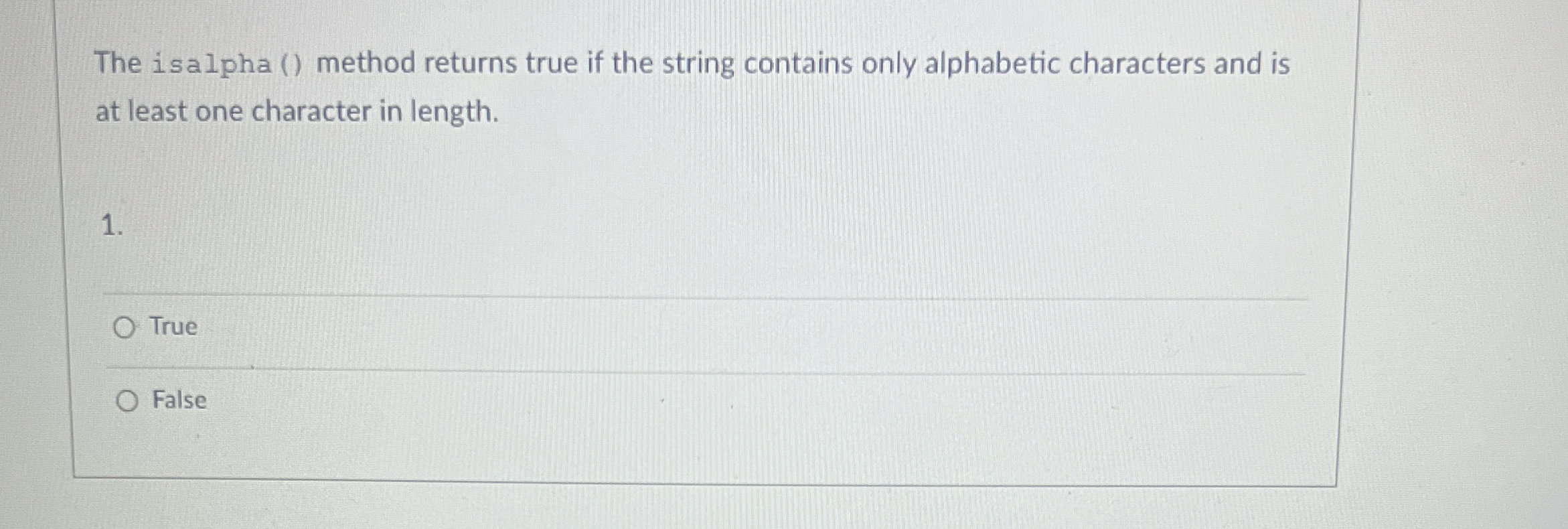 Solved The Isalpha ﻿method Returns True If The String