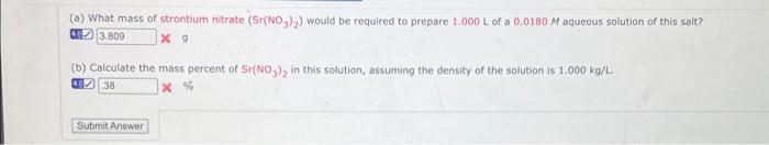 Solved what mass of strontium nitrate (Sr(No3)2) would be | Chegg.com