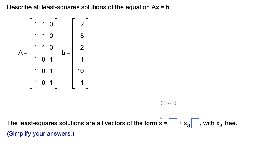Solved Describe all least-squares solutions of the equation | Chegg.com
