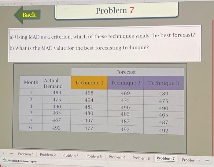 Solved a) Using MAD as a criterion, which of these | Chegg.com