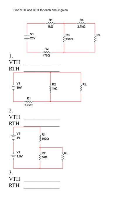 Solved Find VTH and RTH for each circuit given R1 R4 W 2.7k | Chegg.com