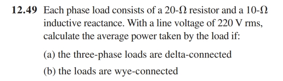 Solved 12.49 ﻿Each phase load consists of a 20-Ω ﻿resistor | Chegg.com