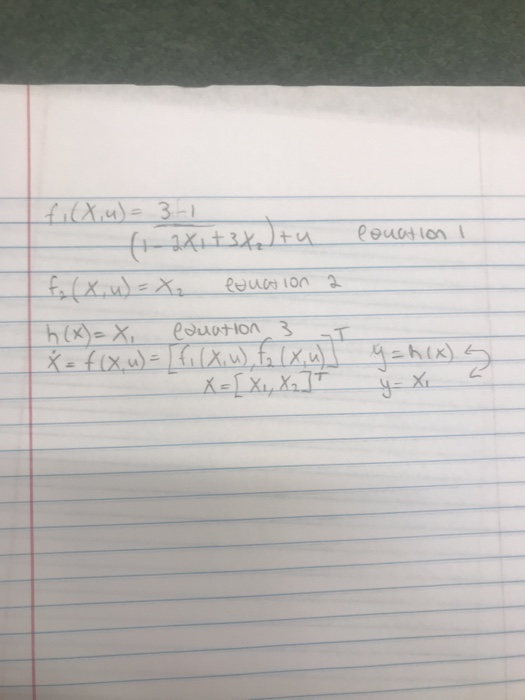 Solved QUESTION:linearize the set of equations f(x,u), | Chegg.com