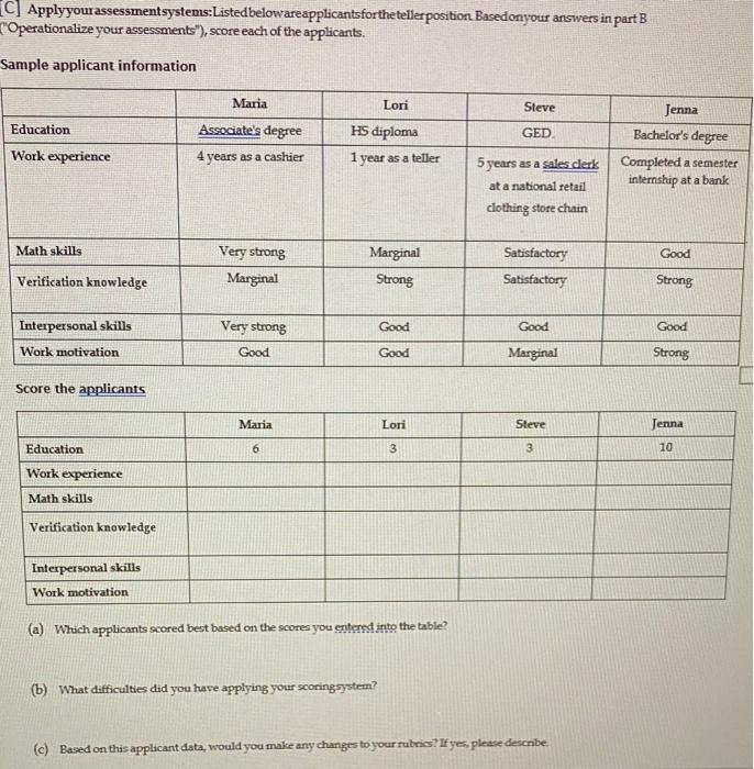 Solved Part 1: Employee Selection and Assessment For this | Chegg.com