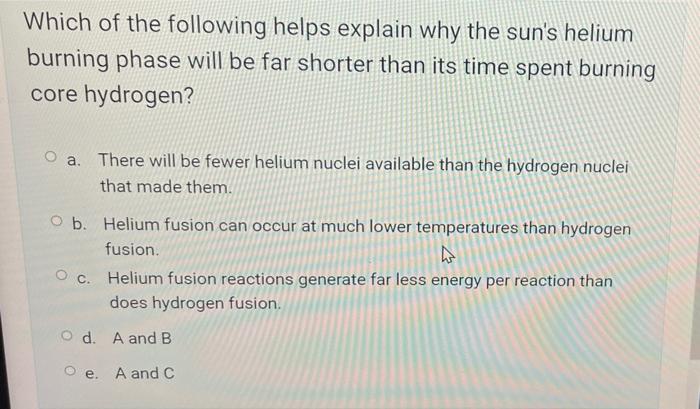 Solved Which of the following helps explain why the sun's | Chegg.com