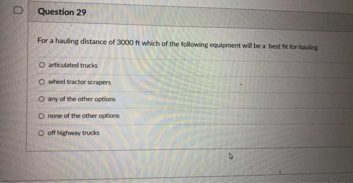 Solved For a hauling distance of 3000ft which of the | Chegg.com