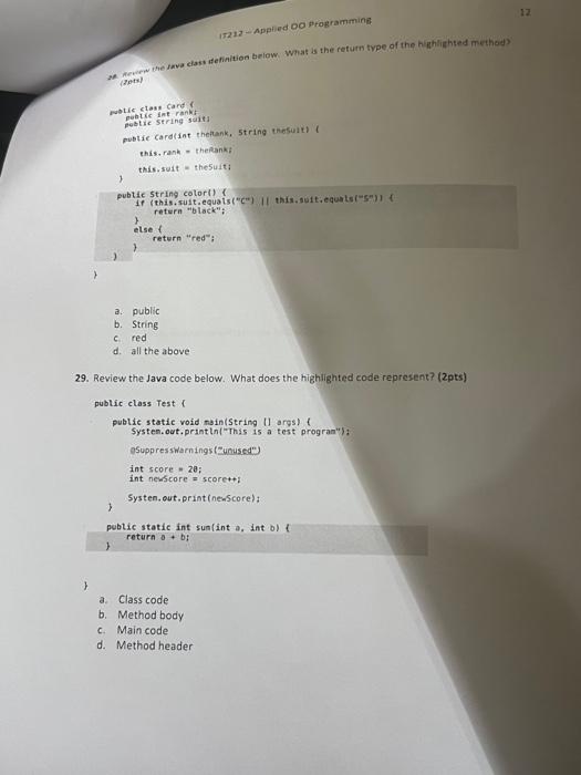 Solved 33. A lava class named perion would be defined in a | Chegg.com