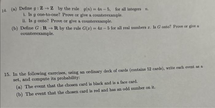 (a) Define g:Z→Z by the rule g(n)=4n−5, for all | Chegg.com
