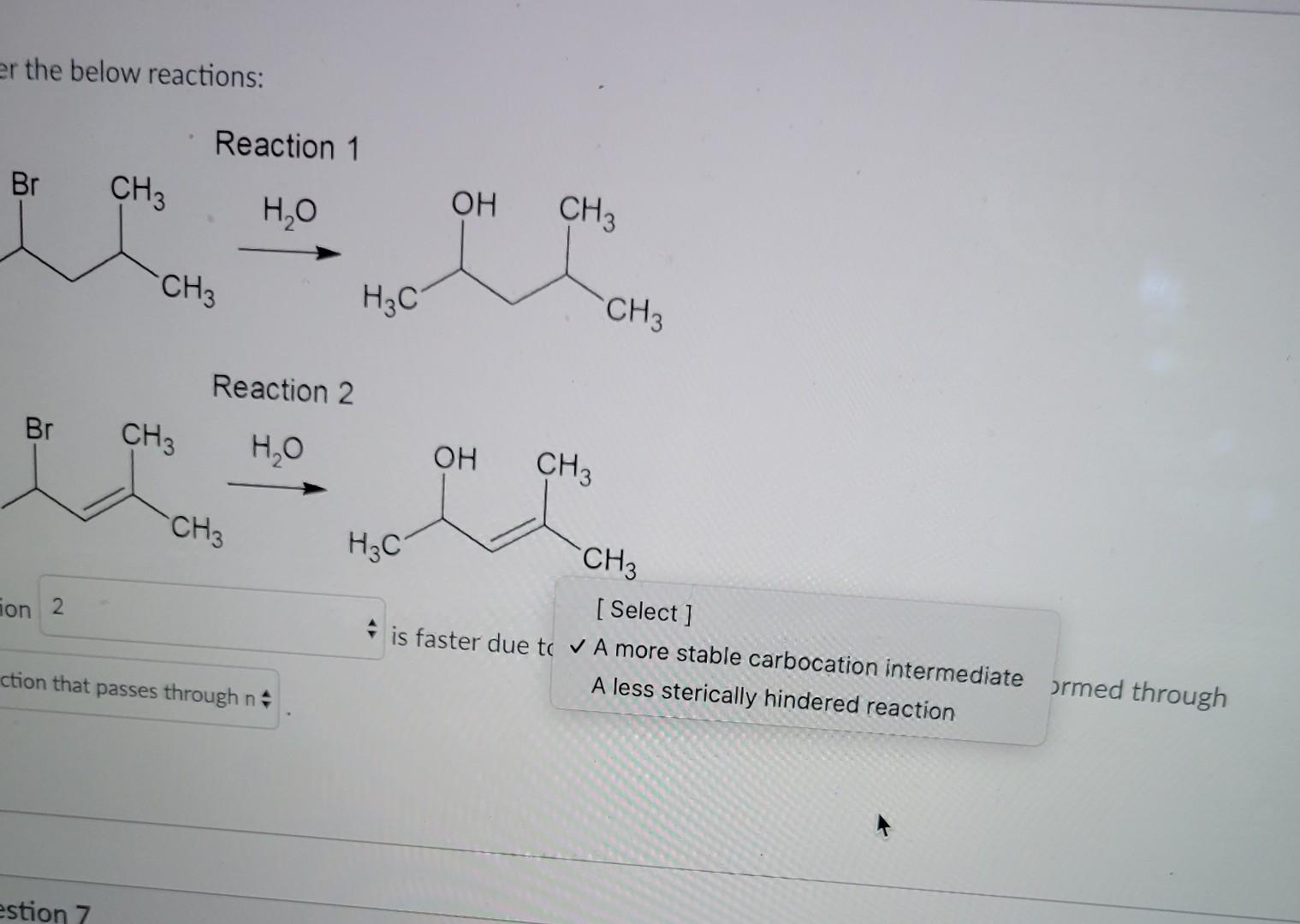 Solved Consider the below reactions: Reaction 1 Br CH3 OH HO | Chegg.com