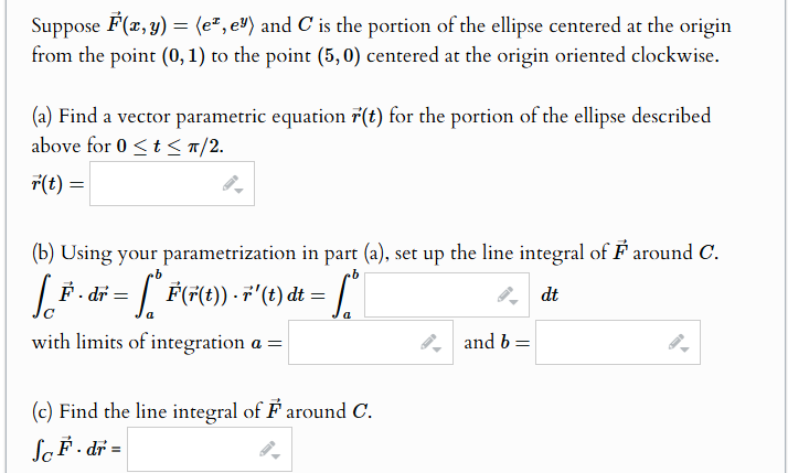 Solved Suppose vec(F)(x,y)=(:ex,ey:) ﻿and C is ﻿the portion | Chegg.com