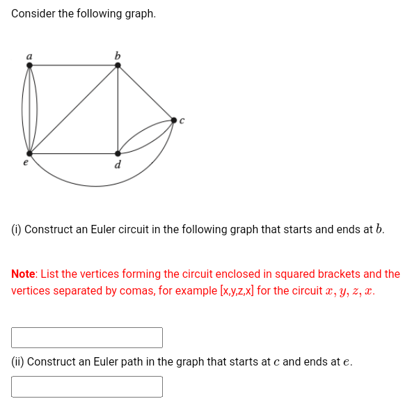 Solved Consider the following graph. (i) Construct an Euler | Chegg.com