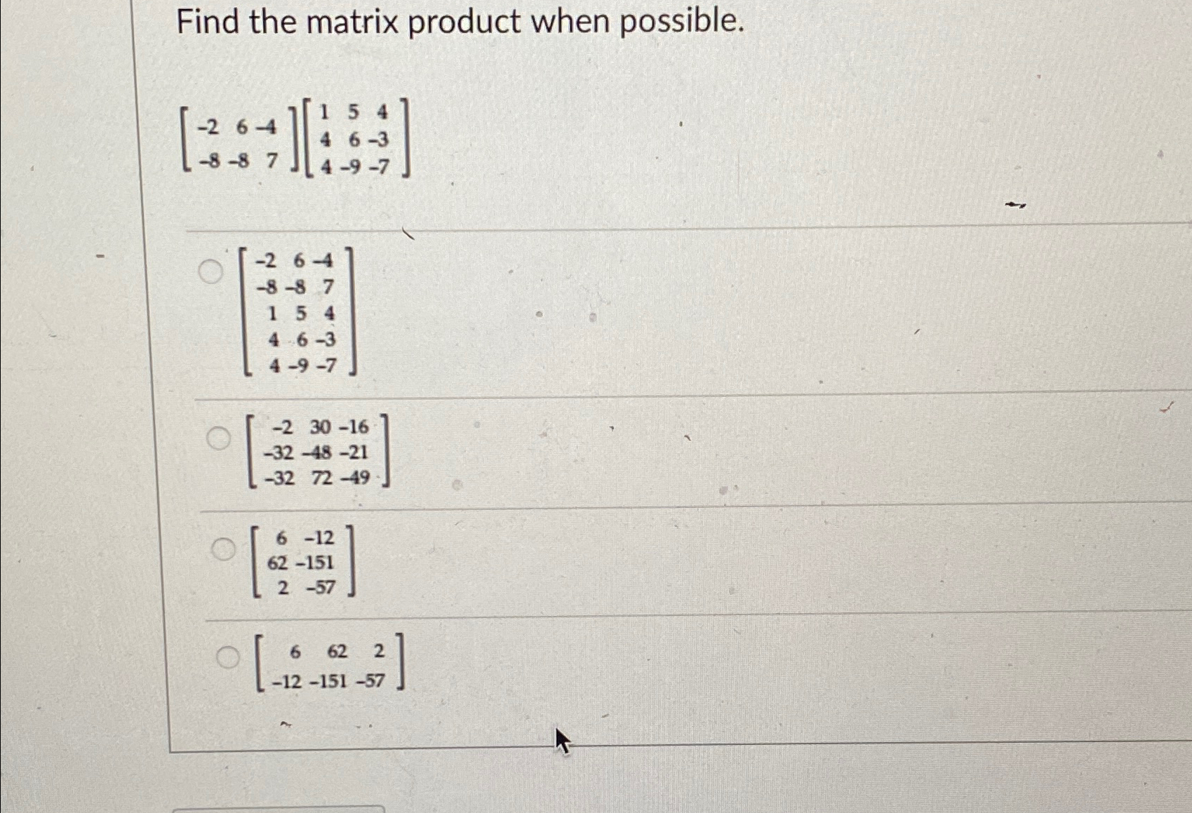 Solved Find the matrix product when | Chegg.com