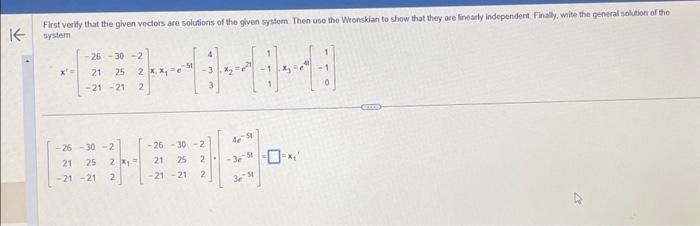 Solved First verity that the given voctors are solutions of | Chegg.com