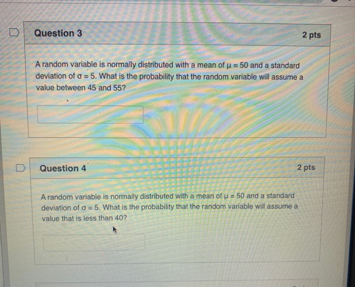 Solved Question 3 2 Pts A Random Variable Is Normally 3829