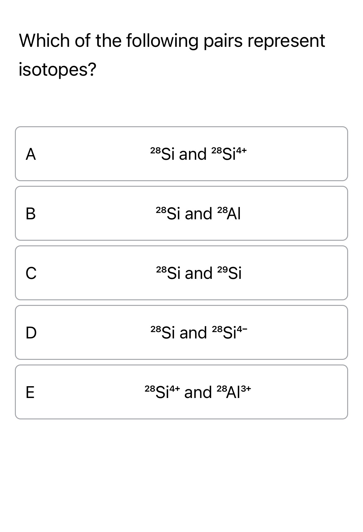 Solved Which of the following pairs represent isotopes?A | Chegg.com