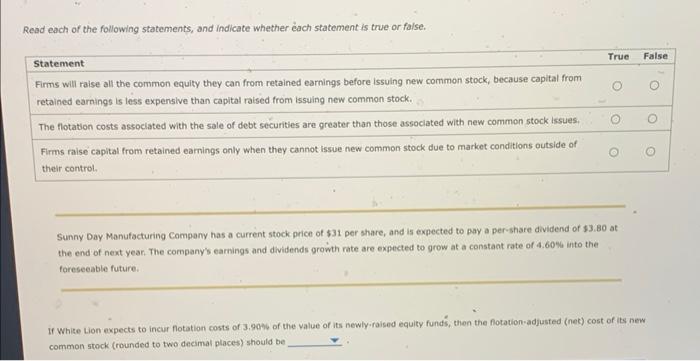 Solved Read each of the following statements, and indicate | Chegg.com