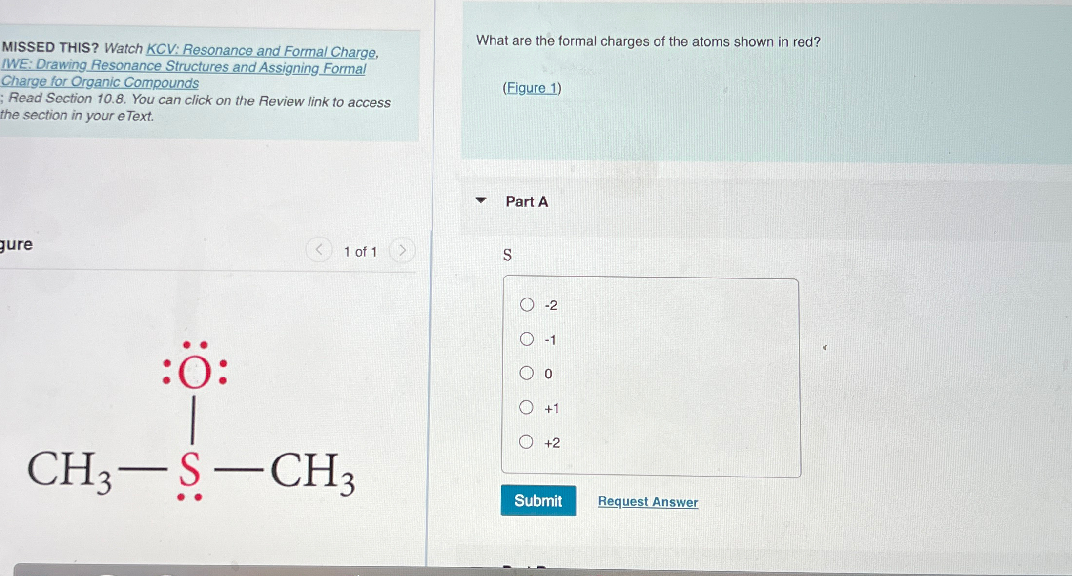 Solved MISSED THIS? Watch KCV: Resonance and Formal Charge, | Chegg.com