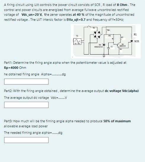Solved A firing circuit using UJt controls the power circuit | Chegg.com