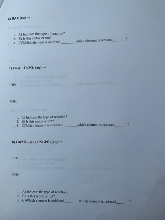 Solved Chemical Reactions Lab 1- Na2SO4(aq) + BaCl(aq) CIE: | Chegg.com