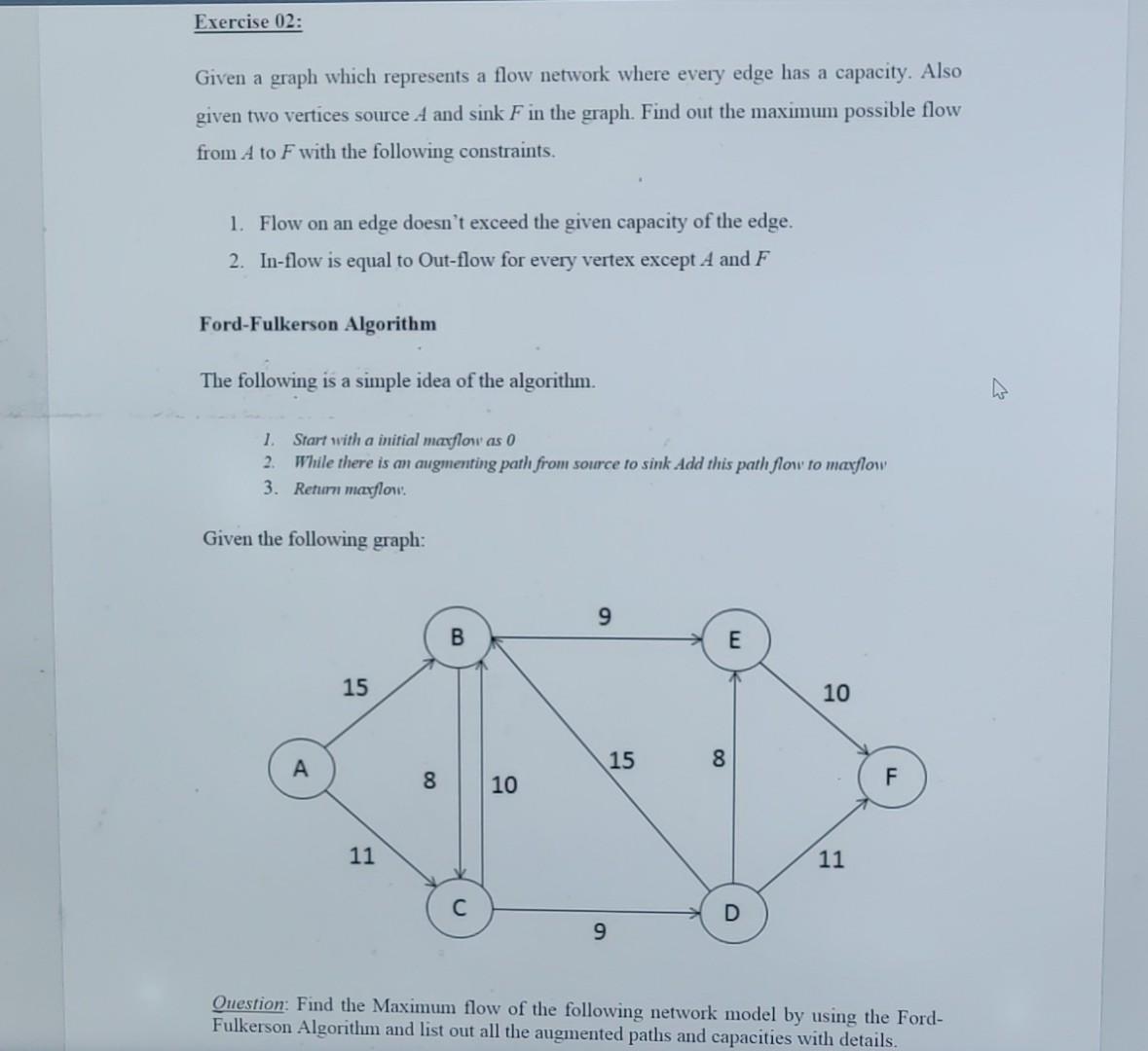 Given a graph which represents a flow network where | Chegg.com